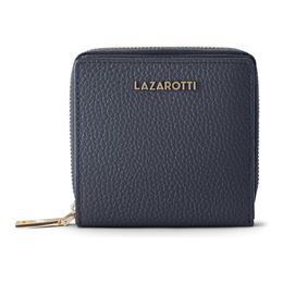 Geldb&ouml;rse LAZAROTTI "Bologna Leather Medium Zip-Around Geldb&ouml;rse Leder 10 cm", Damen, dunkelblau, Leder, Kleinlederwaren