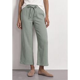 Stoffhose Street One, Damen, Gr. 40, L&auml;nge 26, schwarz mint gr&uuml;n, Web, 100% Baumwolle, unifarben, loose fit 7/8-L&auml;nge, Hosen Stoffhose, in 7/8-L&auml;nge