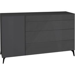 M&auml;usbacher Kommode M&Auml;USBACHER "Imola", grau (anthrazit matt lack, glas anthrazit glanz), B:169cm H:102cm T:42cm, Sideboards, Kommode, 2-Schubladen Kommode