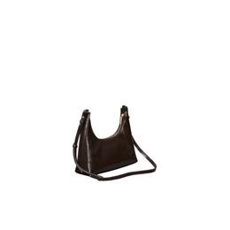 Schultertasche Calvin Klein "FOIL LOGO GLOSSY CONV SHOULDER B", Damen, Gr. B/H/T: 28cm x 22,5cm x 8cm, dunkelbraun, Lederimitat, unifarben, Taschen Schultertasche, Damen Handtasche, Um&auml;ngetasche mit Rei&szlig;verschluss
