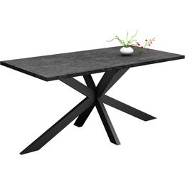 M&auml;usbacher Esstisch M&Auml;USBACHER "Big System Metall", schwarz feinstruktur, graphit, schwarz feinstruktur, graphit, B:200cm H:78cm T:100cm, Tische, Esstisch, Metallgestell in Stern lang-Form