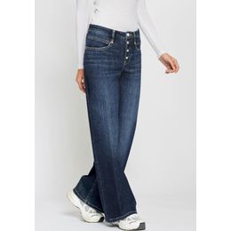 Weite Jeans Gang "94MEDINA WIDE", Damen, Gr. 26, N-Gr, blau (schwarz titan), Denim/Jeans, Obermaterial: 98% Baumwolle, 2% Elasthan, weit lang, Jeans, mit Knopfverschluss - angelehnt an die Amelie Wide