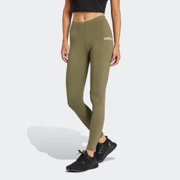 Leggings adidas Sportswear "W LIN SJ LEG", Damen, Gr. L, N-Gr, gr&uuml;n (olive strata, wei&szlig;, normal, gr.), Obermaterial: 90% Baumwolle, 10% Elasthan, Hosen Leggings, aus Baumwollmaterial mit Stretchanteil, hoher Bund, ohne Verschluss