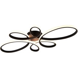 Trio LEUCHTEN LED Deckenleuchte "FLY, Deckenlampe LED 32W 3900 Lumen warmwei&szlig; 3000K 3-Stufen dimmbar", schwarz (schwarz matt), 1, H: 7,5cm, 1 Stk., Leuchten, Ma&szlig;e 83x45 cm, LED Band Schleife Deckenlampe Schlafzimmer Wohnzimmer, LED Deckenleuchte
