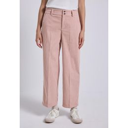 Stoffhose STREET ONE STUDIO, Damen, Gr. 42, L&auml;nge 28, rosa (sepia rose), Stoff, 100% Polyester, unifarben, comfort fit kn&ouml;chelfrei, Hosen Stoffhose, High Waist