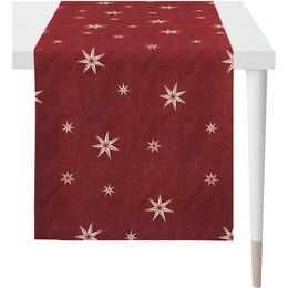 Tischl&auml;ufer Apelt "5842", rot (goldfarben, rot), B:46cm L:135cm, Polyacryl, Polyester, Viskose, Tischdecken