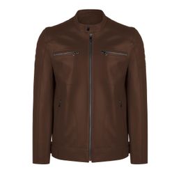 Lederjacke FELIX HARDY "Lederjacke mit Rei&szlig;verschluss", Herren, Gr. M, kastanienbraun, 100% Lammleder, Jacken