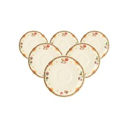 Untertasse Seltmann Weiden "Kombi-Untertassen Marieluise Weihnachtsnostalgie &oslash; 15 cm 6er Set creme", beige (creme), B:14,8cm H:2,1cm L:14,8cm &Oslash;:14,8cm, Speiseteller, Sp&uuml;lmaschinengeeignet, Mikrowellengeeignet, Ofenfest, Salamandergeeignet, K&uuml;hlschrankgeeignet, Gefrierschrankgeeignet