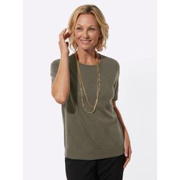 Kurzarmpullover CLASSIC "Pullover", Damen, Gr. 38, khaki, 100% Polyacryl, unifarben, Pullover