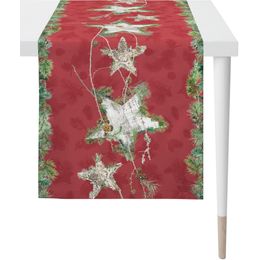 Tischl&auml;ufer Apelt "9531 WINTERWELT, Weihnachtsdeko, Weihnachten", bunt (rot, gr&uuml;n, bunt), B:46cm L:140cm, Baumwolle, Tischdecken, Digitaldruck