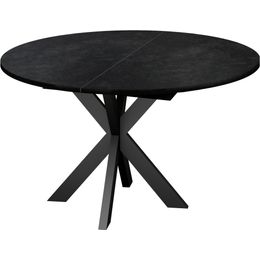 M&auml;usbacher Esstisch M&Auml;USBACHER, schwarz feinstruktur, schwarzstahl, schwarz feinstruktur, schwarzstahl, B:130cm H:76cm T:130cm, Tische, Esstisch, Runder Esstisch, Metallgestell in Stern-Form, ausziehbar