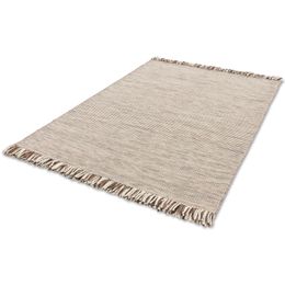 Sch&ouml;ner Wohnen Kollektion Teppich "Arina", braun, B:200cm H:10mm L:300cm, Baumwolle, Wolle, SCH&Ouml;NER WOHNEN-KOLLEKTION, Teppiche, Teppich, 80% reine Wolle, gewebte Struktur, meliert, mit Fransen, Wohnzimmer