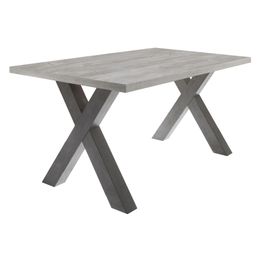 M&auml;usbacher Esstisch M&Auml;USBACHER "Mister", grau (tischplatte: beton, optik), B:140cm H:75cm T:90cm, Tische, Rechteckiger Esstisch Holz-Esstische, Gestell in X-Form