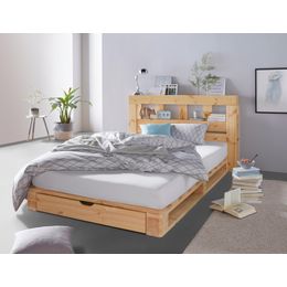 Palettenbett OTTO HOME "ALASCO " Mit Schublade", beige (natur), B:120cm H:18cm L:200cm, Betten, zertifiziertes Massivholz, erweiterbar zum Doppel- oder Familienbett