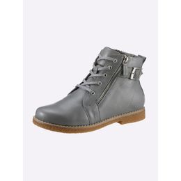 Schn&uuml;rstiefelette, Damen, Gr. 36, grau, Leder, Schuhe Schn&uuml;rstiefelette