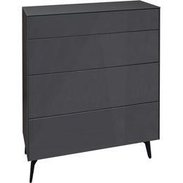 M&auml;usbacher Kommode M&Auml;USBACHER "Imola", grau (anthrazit matt lack, glas anthrazit glanz), B:82cm H:102cm T:42cm, Sideboards, Kommode, M&auml;usbacher Kommode mit Glasfront und Glasoberplatte