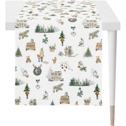 Tischl&auml;ufer Apelt "5821", gr&uuml;n (gr&uuml;n, wei&szlig;), B:48cm L:140cm, Baumwolle, Polyester, Tischdecken