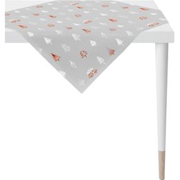 Tischdecke Apelt "5825", grau (grau, rot), B:88cm L:88cm, Baumwolle, Polyester, Tischdecken, Tischdecke