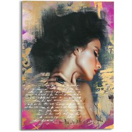 Glasbild Reinders "Glasbild Glamour Frau Farbenfroh - Sensual - Modern - Paper Art", bunt (farbe bild(er): mehrfarbig), B:50cm H:70cm, Acrylglas, Bilder