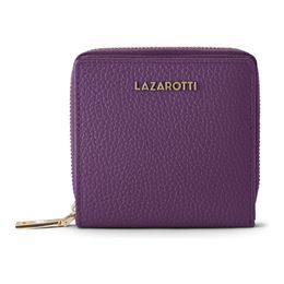 Geldb&ouml;rse LAZAROTTI "Bologna Leather Medium Zip-Around Geldb&ouml;rse Leder 10 cm", Damen, lila, Leder, Kleinlederwaren
