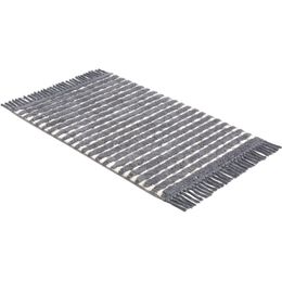 Sch&ouml;ner Wohnen Kollektion Badematte "&raquo;Bahamas Gitter&laquo;", anthrazit, H:20mm, Baumwolle, SCH&Ouml;NER WOHNEN-KOLLEKTION, Badematten, Badematte, waschbar, Baumwolle, Badvorleger mit Fransen, Badteppich