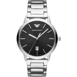 Quarzuhr Emporio Armani, schwarz (schwarz, edelstahlfarben), Armbanduhren, Herren, Quarzuhr, Armbanduhr, Herrenuhr, Edelstahlarmband, analog, Tag