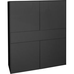 M&auml;usbacher Highboard M&Auml;USBACHER "Imola", grau (anthrazit matt lack, glas anthrazit glanz), B:121cm H:145cm, Sideboards, Highboard, M&auml;usbacher Highboard, Breite 121 cm, mit Glasfront und Glasoberplatte