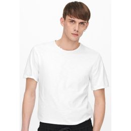 Only & Sons T-Shirt ONLY & SONS "ONSBENNE LONGY SS TEE NF 7822 NOOS", Herren, Gr. XL, wei&szlig; (hellwei&szlig;), Single Jersey, Obermaterial: 100% Baumwolle, unifarben, normal lang, Rundhals, Shirts T-Shirt