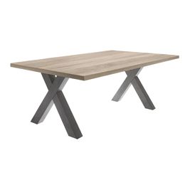 M&auml;usbacher Esstisch M&Auml;USBACHER "Mister", braun (tischplatte: eichefarben s&auml;gerau), B:200cm H:75cm T:100cm, Tische, Rechteckiger Esstisch Holz-Esstische, Gestell in X-Form