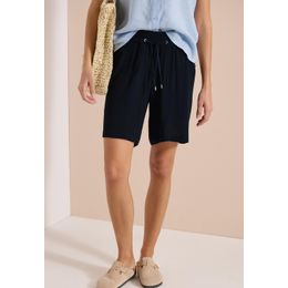 Shorts Cecil, Damen, Gr. L (42), schwarz (universal blau), Stoff, 100% Viskose, unifarben, loose fit kurz, Hosen Shorts, satinierte Viskose