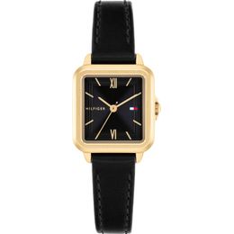 Quarzuhr Tommy Hilfiger "MIA", schwarz (schwarz, schwarz), Armbanduhren, Damen, Quarzuhr, Armbanduhr, Damenuhr, Lederarmband, analog