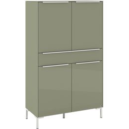 Highboard "Reno", olivgr&uuml;n matt lack, glas olivgr&uuml;n glanz, B:92cm H:154cm T:42cm, Glas, Holzwerkstoff, SET ONE BY Musterring, Sideboards, Highboard, Mit Winkelfu&szlig; in diversen Farben, 154 cm H&ouml;he & Farbauswahl