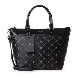 Henkeltasche LAZAROTTI "Palermo Handtasche 29 cm", Damen, schwarz-wei&szlig; (schwarz), Kunstleder, Taschen
