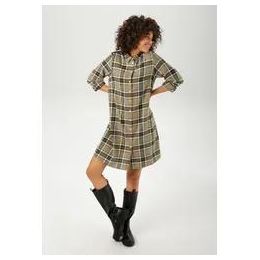 Hemdblusenkleid Aniston CASUAL, Damen, Gr. 44, N-Gr, wei&szlig; (helloliv, wei&szlig;, oliv, dunkeloliv), Flanell, Obermaterial: 65% Polyester, 35% Viskose, kariert, A-Linie kniefrei, Krempel&auml;rmel 1-Knopf-Manschette, Kleider, im trendfarbigen Karo-Dessin