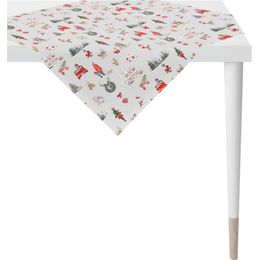 Tischdecke Apelt "5821", grau (grau, rot), B:88cm L:88cm, Baumwolle, Polyester, Tischdecken, Tischdecke