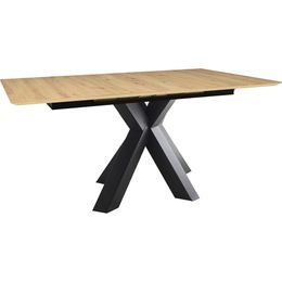 M&auml;usbacher Esstisch M&Auml;USBACHER "Faro", schwarz (schwarzstahl, asteiche, schwarzstahl, asteiche), H:78cm, Tische, Esstisch, Faro Esstisch schweizer Kante, ausziehbar bis 210 cm, Synchronauszug