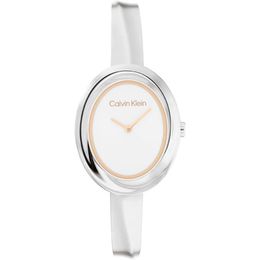 Quarzuhr Calvin Klein "TWISTED BEZEL", silber (silberfarben), Armbanduhren, Damen, Quarzuhr, Armbanduhr, Damenuhr, Edelstahlarmband, analog