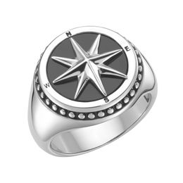 Silberring "Siegelring mit schwarzer Achat-Einlage, Silber 925" Gr. 66, schwarz, Giorgio Martello MILANO, Fingerringe, Herren, 66, Silber 925 (Sterlingsilber), Silberring