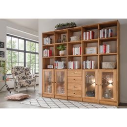 Regalelement Home Affaire "Ecko", beige (naturfarben), B:225cm H:202cm T:34cm, Massivholz, Regale, aus sch&ouml;nem massivem Wildeichenholz, Breite 225 cm