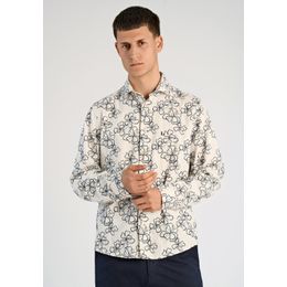 Langarmhemd LINDBERGH "Freizeithemd (Langarm) Regular Fit", Herren, Gr. L, Normalgr&ouml;&szlig;en, sanftes wei&szlig;, Obermaterial: 98% Baumwolle, 2% Elasthan, Hemden