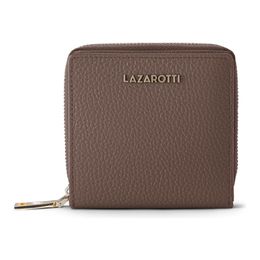 Geldb&ouml;rse LAZAROTTI "Bologna Leather Medium Zip-Around Geldb&ouml;rse Leder 10 cm", Damen, braun, Leder, Kleinlederwaren