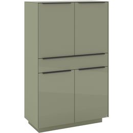 Highboard "Reno", olivgr&uuml;n matt lack, glas olivgr&uuml;n glanz, B:92cm H:148cm T:42cm, Glas, Holzwerkstoff, SET ONE BY Musterring, Sideboards, Highboard, Mit Sockel in diversen Farben, 148 cm H&ouml;he & Farbauswahl