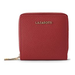 Geldb&ouml;rse LAZAROTTI "Bologna Leather Medium Zip-Around Geldb&ouml;rse Leder 10 cm", Damen, rot, Leder, Kleinlederwaren