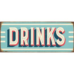 Metallbild queence "DRINKS", blau (farbe bild(er): blau), B:60cm H:25cm T:0,5cm, Metall, Stahl, Bilder, Schriftzug, Stahlschilder