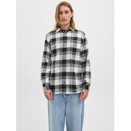 Jack & Jones Langarmhemd JACK & JONES "JJJAMES BUFFALO SHIRT LS", Herren, Gr. L, N-Gr, cloud dancer, Web, Obermaterial: 60% Baumwolle, 40% Polyester, kariert, regular fit normal, Hemden