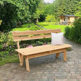 Gardenson Gartenbank, Natur, Holz, Spie&szlig;tanne, 2-Sitzer, 62x82.5x150 cm, FSC 100%, mit R&uuml;ckenlehne, Gartenm&ouml;bel, Gartenb&auml;nke