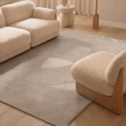Wollteppich Ted Baker "Victoria , auch in rund", beige, B:160cm H:18mm L:230cm, Oberfl&auml;che: 100% Wolle. R&uuml;ckseite: 100% Baumwolle, Teppiche, Naturteppich Wolle, Hoch-Tief-Design, Wohnzimmer, Schlafzimmer