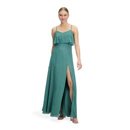 Abendkleid Vera Mont "Damen mit Volant", Damen, Gr. 40, Normalgr&ouml;&szlig;en, gr&uuml;n (bright eucalyptus), Chiffon, Obermaterial: 100% Polyester. Futter: 100% Polyester, festlich, Basic schmal lang, V-Ausschnitt, Kleider Abendkleid, Volant