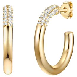 Glanzst&uuml;cke M&uuml;nchen Paar Creolen GLANZST&Uuml;CKE M&Uuml;NCHEN "Set: GSM990", gelbgold, wei&szlig;, Ohrringe, Damen, 23,1,mit Zirkonia, Silber 925 (Sterlingsilber), aus Sterling Silber