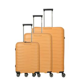 Trolleyset Travelite "MOOBY 3-teilig Reisekoffer Hartschale", curry, Polypropylen, Koffer-Sets, mit TSA-Schloss und recyceltem Polypropylen